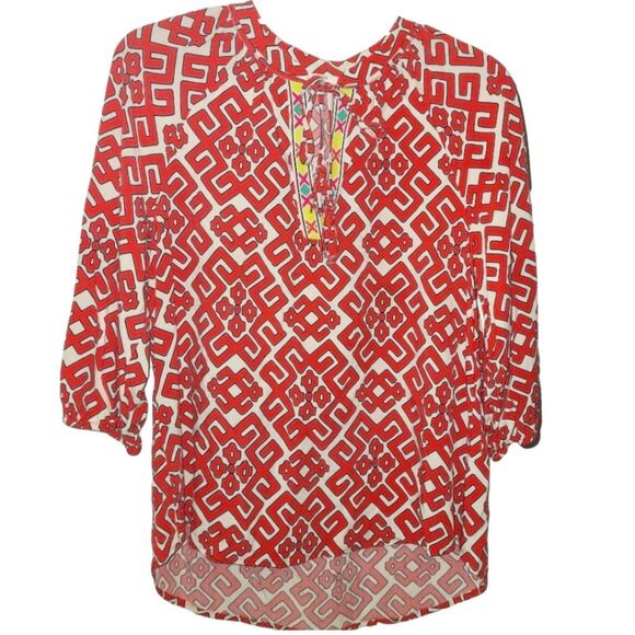 crown & ivy | Tops | Crown Ivy Geometric Print Boho Style Blouse | Poshmark